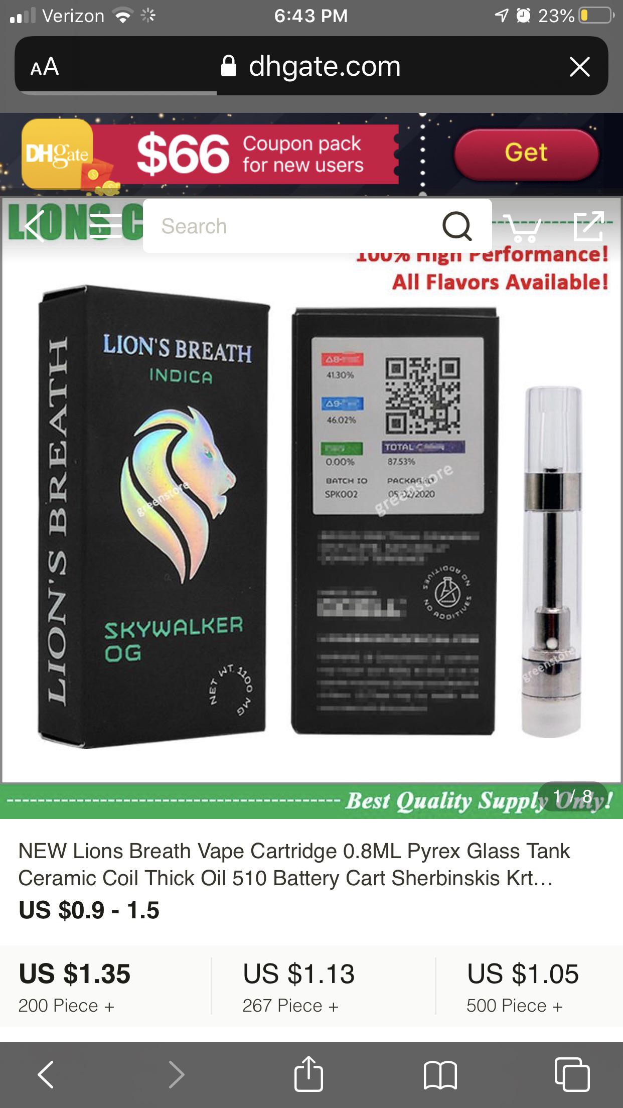 Lion's Breath Cartridges Appear To Be A Street Brand