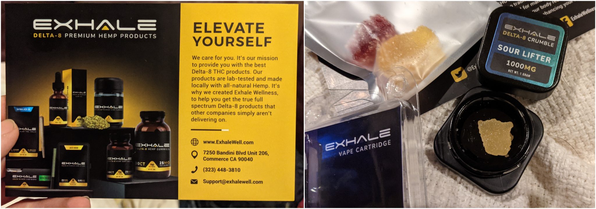 Exhale Wellness Delta 8 Crumble and HHC Cart Review - Good Effects