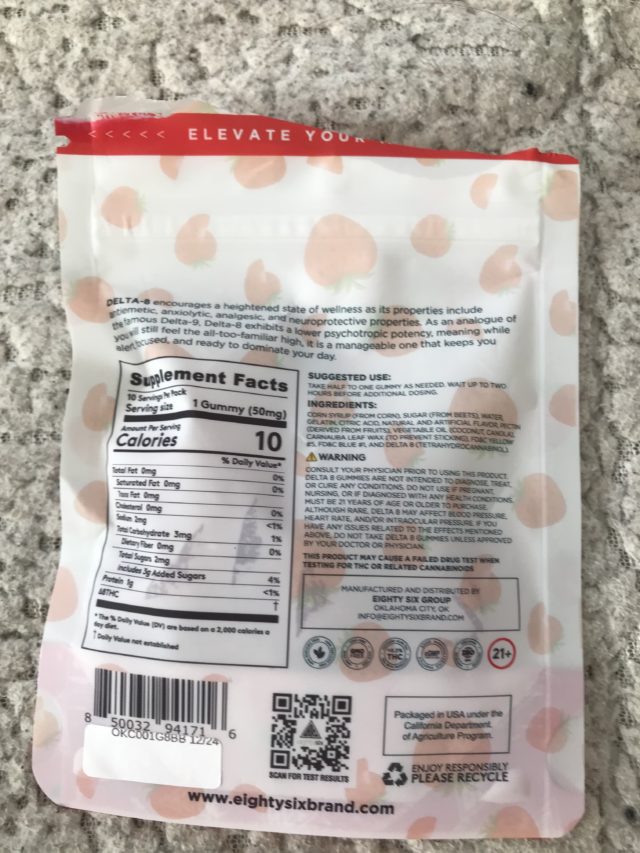 Eighty Six Brand Delta-8 THC Gummies Review - Sleepy and Spacy